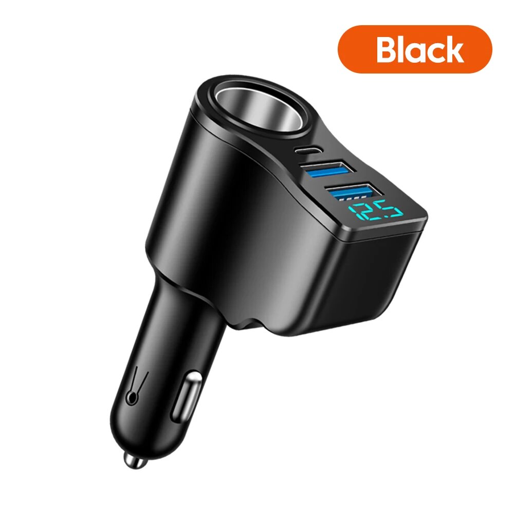 Автомобильное Зарядное Устройство 3.1A С 2 USB-портами И Type-C QC3.0, С Цифровым Дисплеем