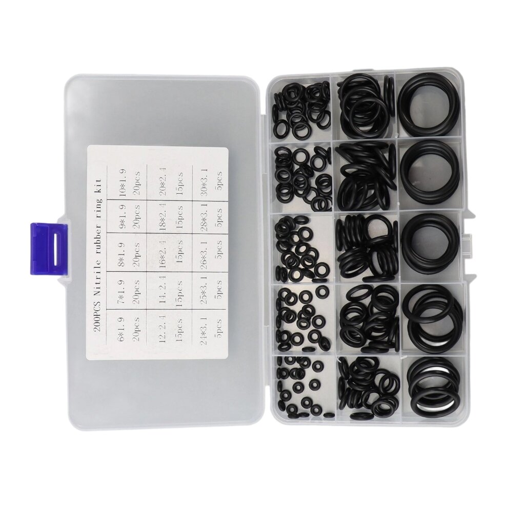 Ассортимент комплектов уплотнительных колец, 200 шт, резиновые шайбы, прокладки для шайб под давлением, кольца