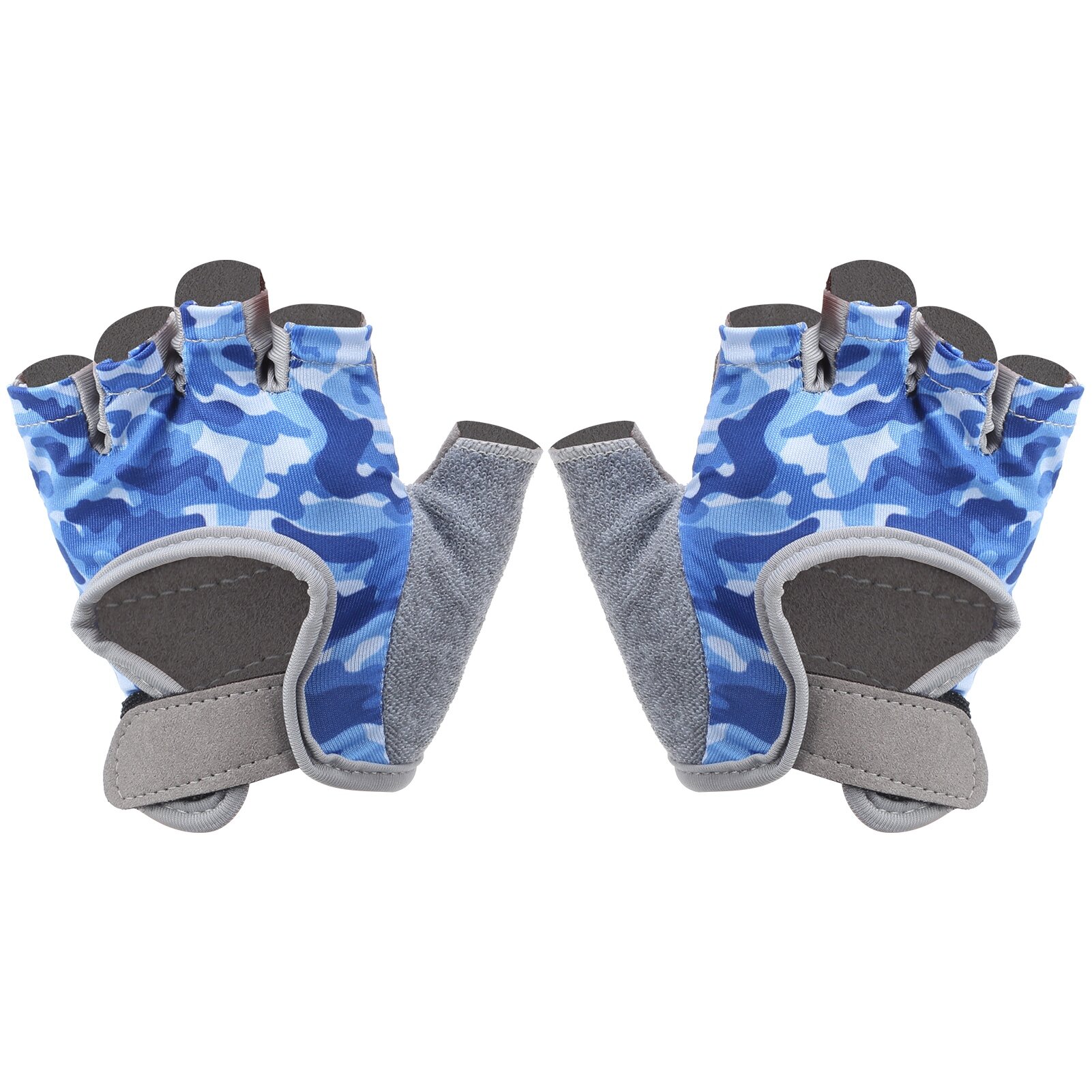 Нескользящие синие перчатки для детей с половиной пальцев для велоспорта, защитное снаряжение для фитнеса и верховой езды (XXS)