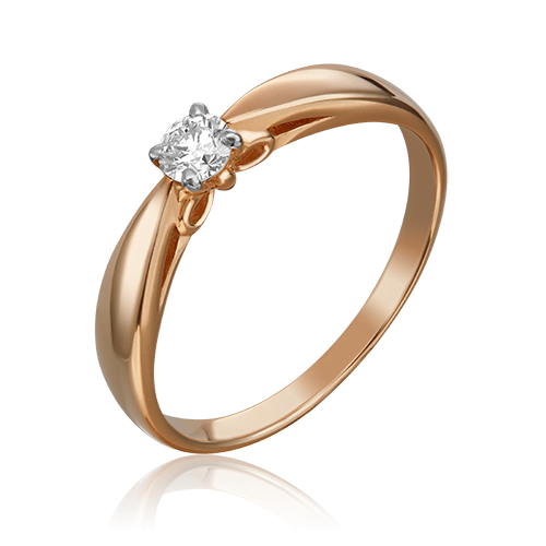 Кольцо, красное золото, 585 проба, бриллиант