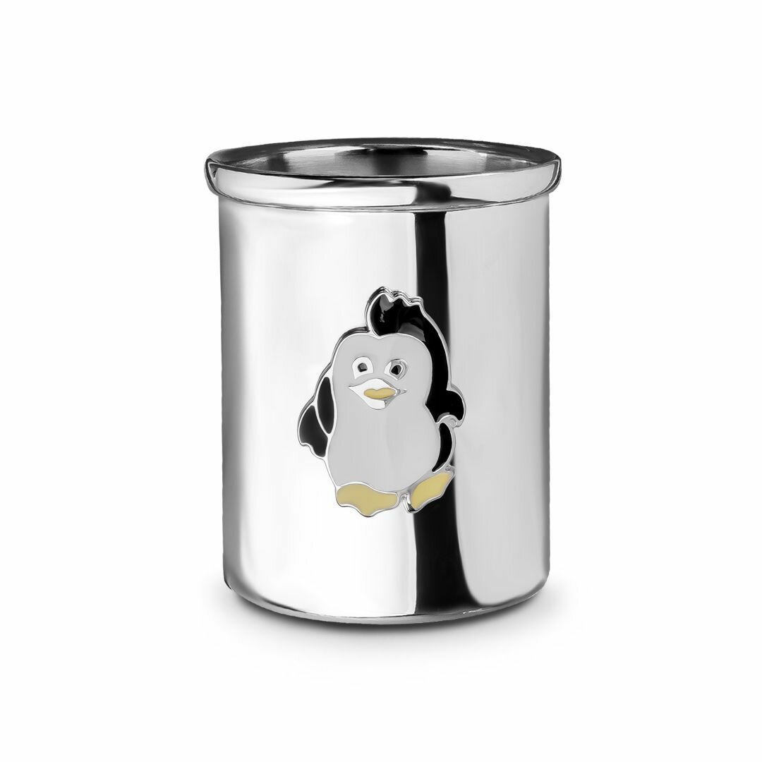 Кружка детская из серебра "Пингвин"