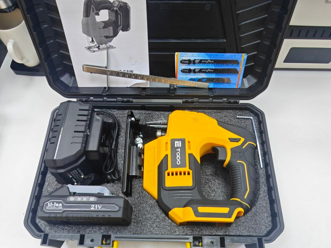 Лобзик аккумуляторный E-TODO, 21 вольт, 1 аккумулятор, ЗУ, кейс