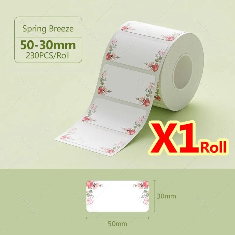 Самоклеящиеся термоэтикетки NiiMbot B1/B21 прозрачные белые Белый, Spring 50x30mm