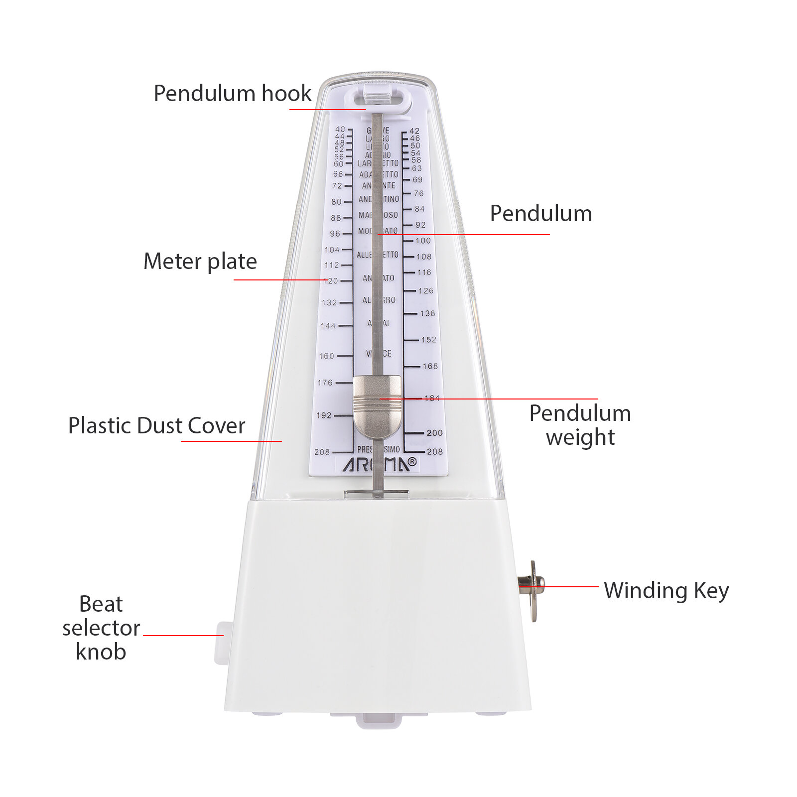 Механический метроном, портативный метроном с регулируемой скоростью ритма, легкий, громкий звук для фортепиано, гитары, барабана, механический метроном Guzheng с точным ритмом