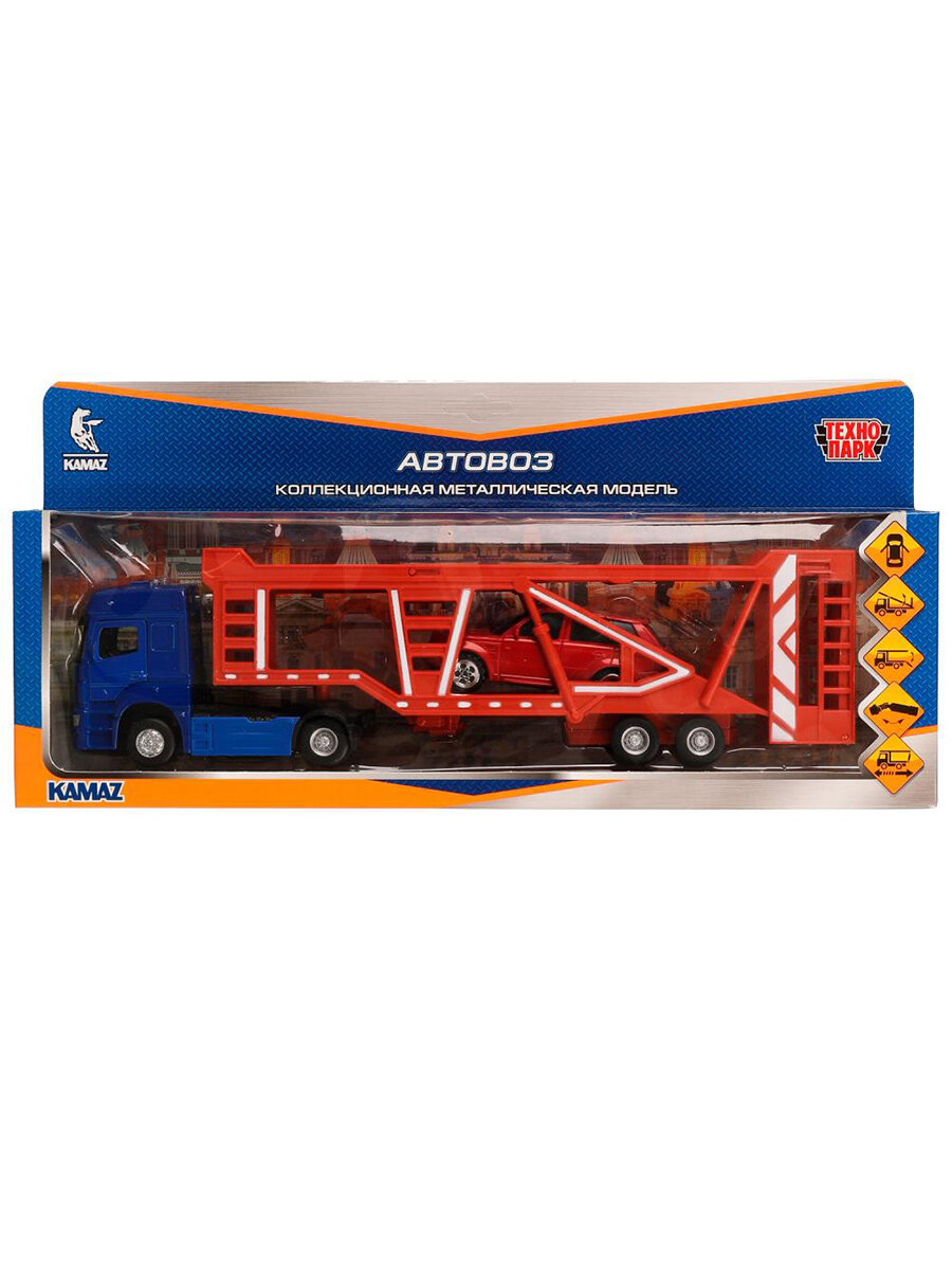 Технопарк Машина KAMAZ Автовоз 17 см металл КАМТRАNSР-30-ВU с 3 лет