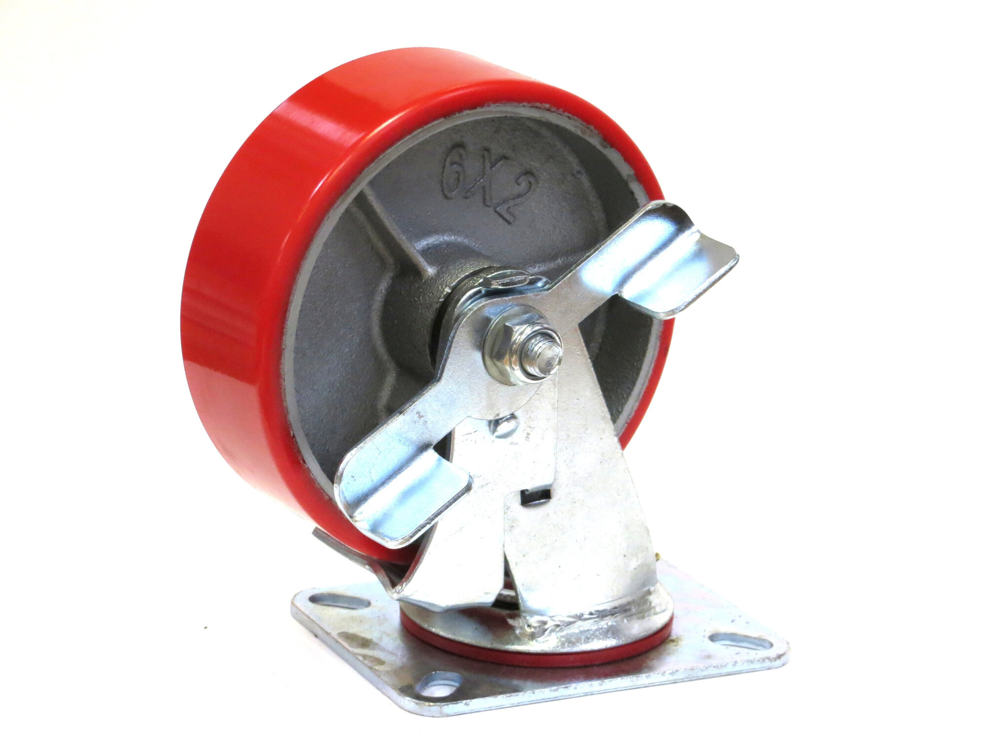 Колесо поворотное CAS SCpb-63 (г/п 330кг, Ф 150мм), крепление платформа с тормозом, игольчатый подши