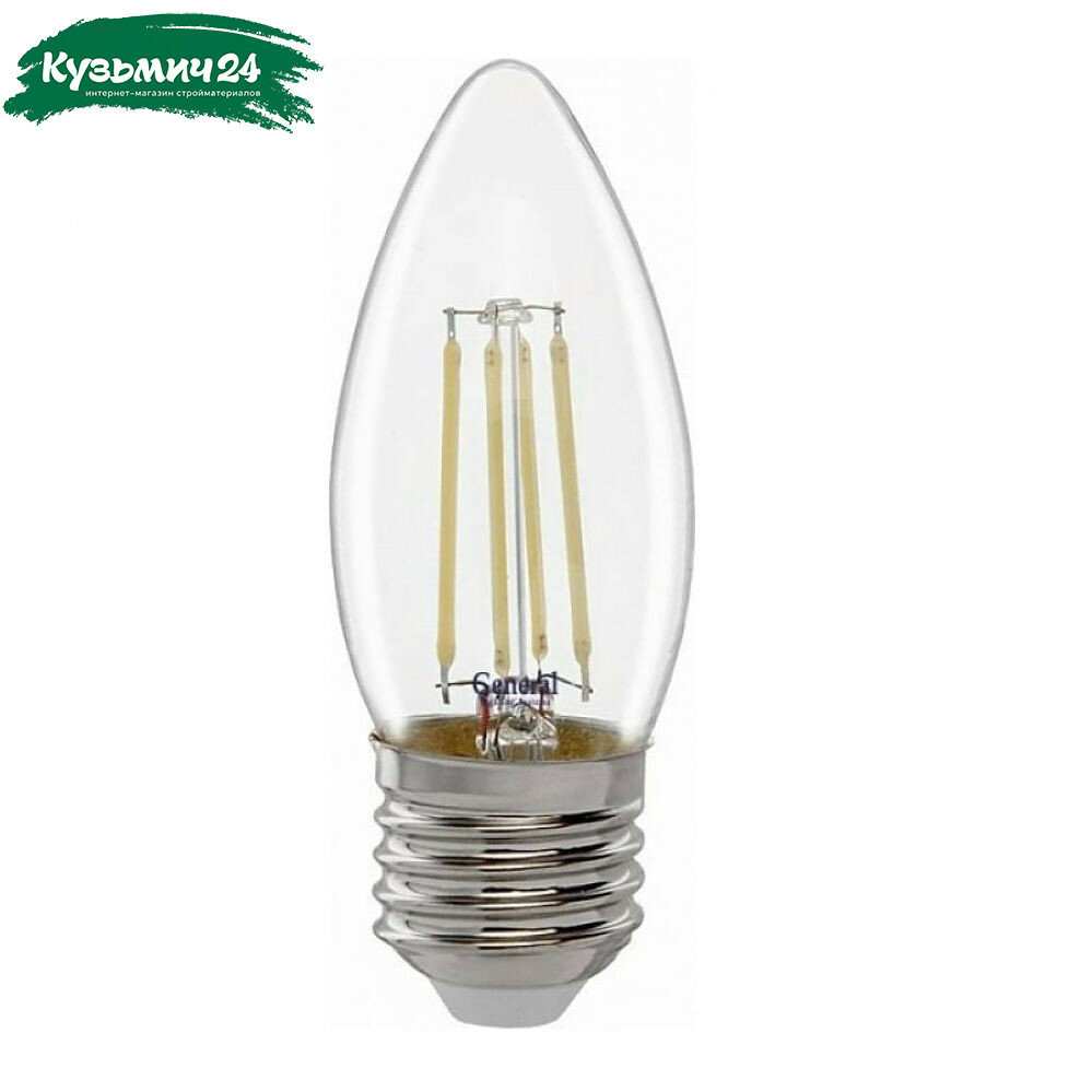 Филаментная светодиодная лампа General Lighting Systems GLDEN-CS 7Вт E27 4500К свеча