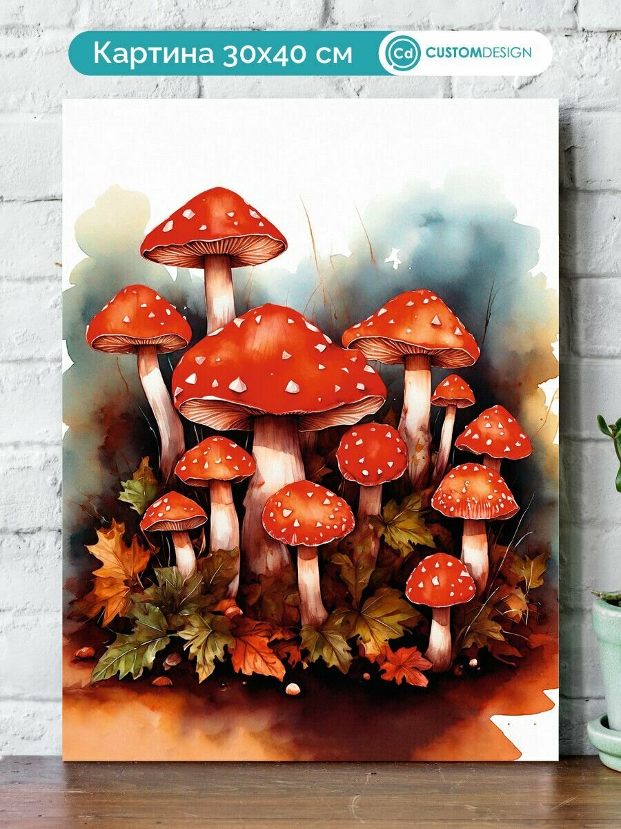 Картина на стену для интерьера Грибы 30x40 см