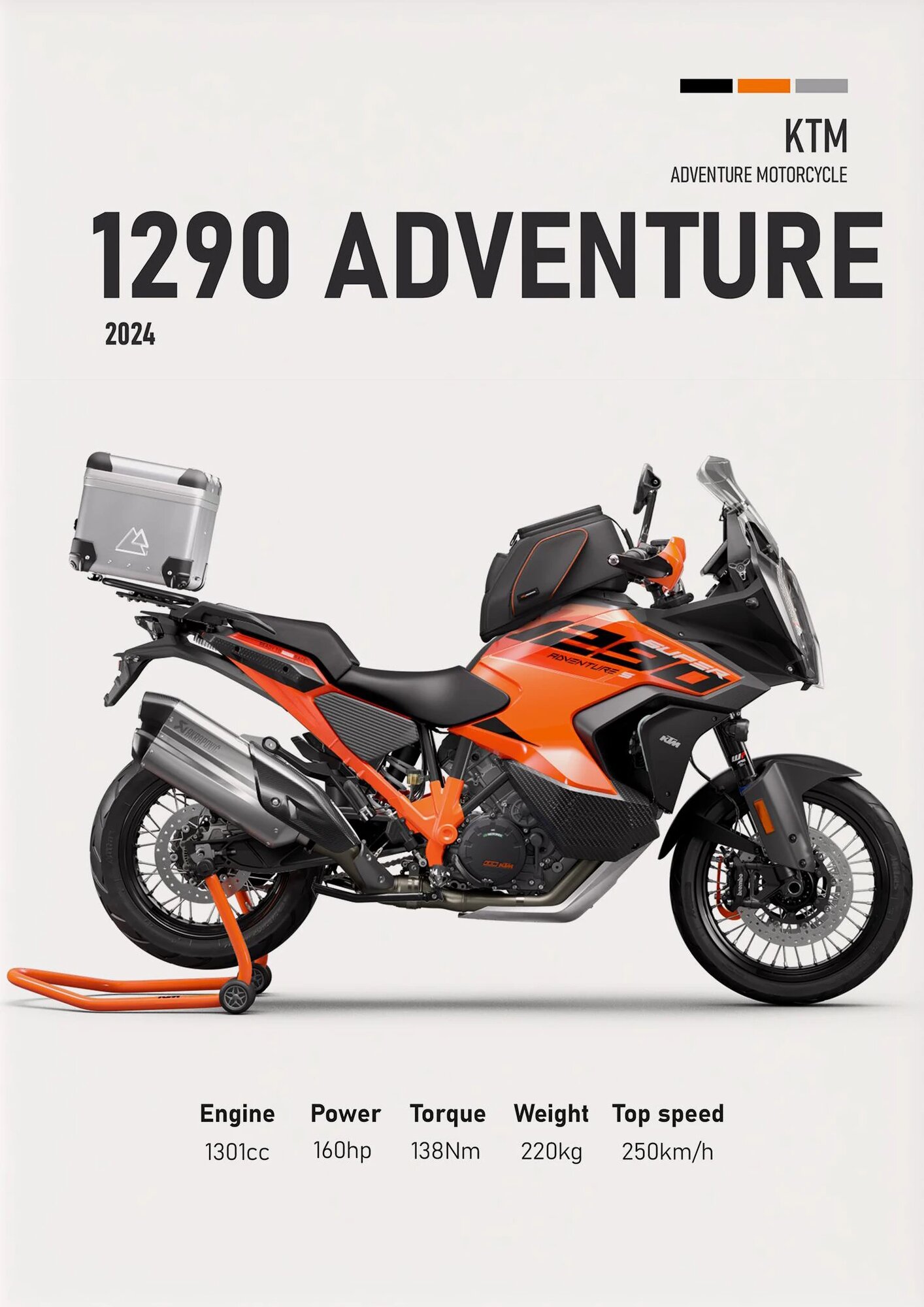 KTM 1290 Adventure 2024, мотоцикл, постер 20x30см, nn-28
