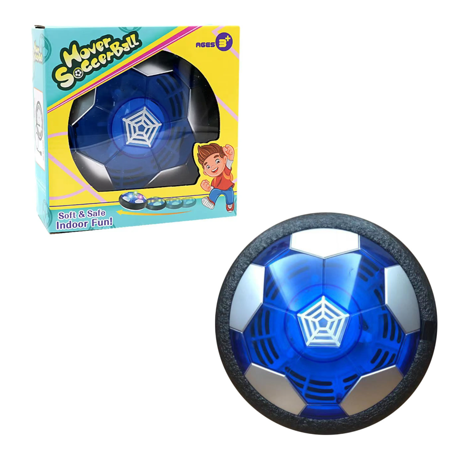 Hover Soccer Ball Игрушки для Детей, USB Заряжаемый Hover Soccer Ball с Защитным Пенопластовым Бампером и Многоцветными LED-Лампами для Мальчиков и Девушек 3 4 5 6 7 8-12 Лет, Воздушный Соккер Hover Ball для Детских Игр, Материал Пластик, Тип Пластика