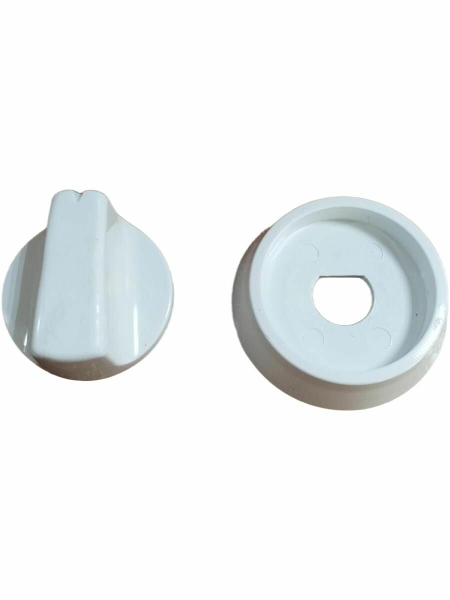 Ручка плиты Рика белая в сборе с воротником, пружиной+зажим в ручку в подарок, 1047060, 1 штука