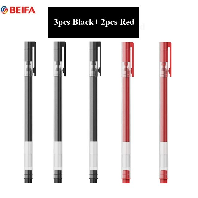 BEIFA гелевая ручка Mi Pen 0,5 мм, 3 черных + 2 красных