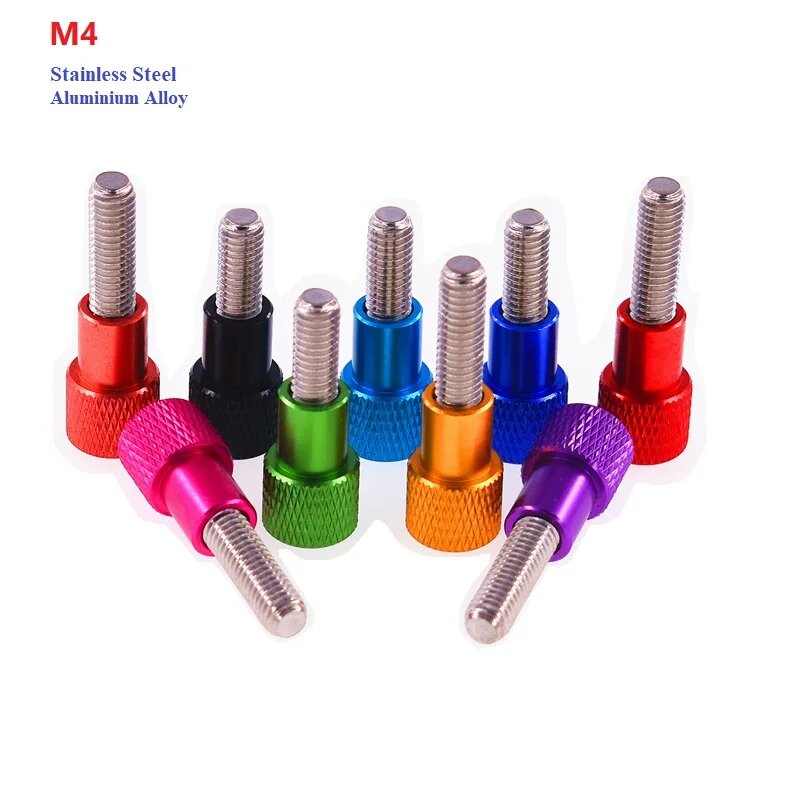 Ручки-винты из алюминия и нержавеющей стали 5-100 мм M4xL 5mm-(5pcs), Shiny black