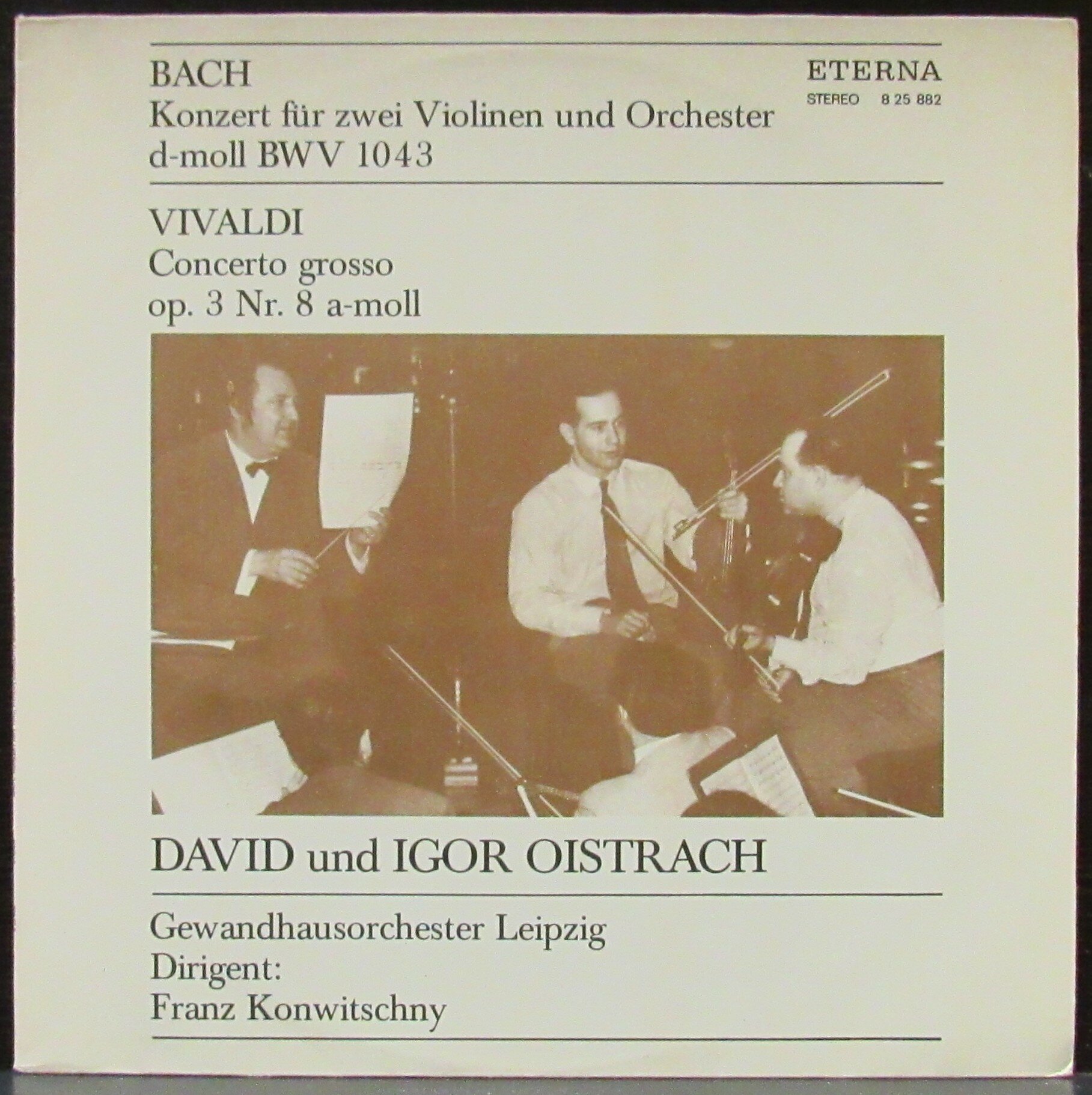 Bach Johann Sebastian/Vivaldi Antonio "Виниловая пластинка Bach Johann Sebastian/Vivaldi Antonio Konzert Fur Zwei Violinen Und Orchester/Concerto Grosso Op.3 - David Und Igor Oistrach"