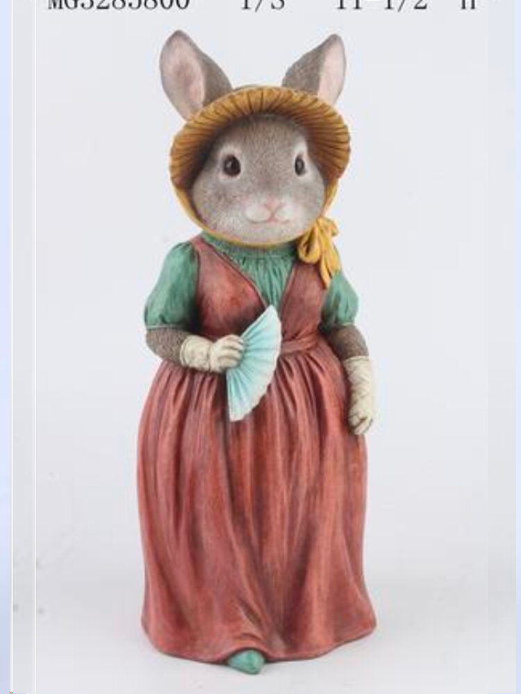 Фигурка MAGIC ART "Крольчиха с веером", полистоун, на газон, разноцветная, 28 см