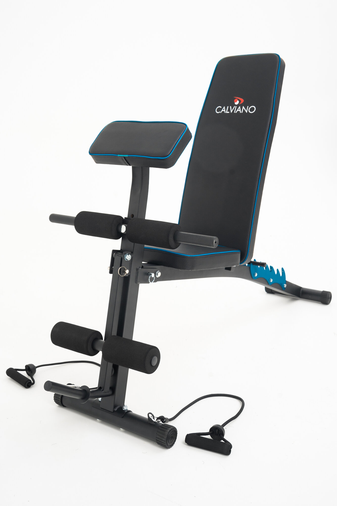 Скамья Calviano "1003", складная, для пресса и спины, с эспандерами, искусственная кожа