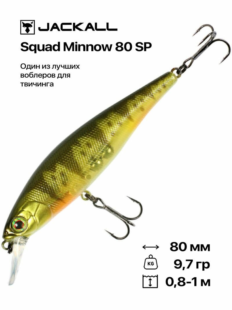 Воблер Jackall Squad Minnow 80 SP, 80 мм, 9,7 гр, 0,8-1 м, #Ghost G Perch