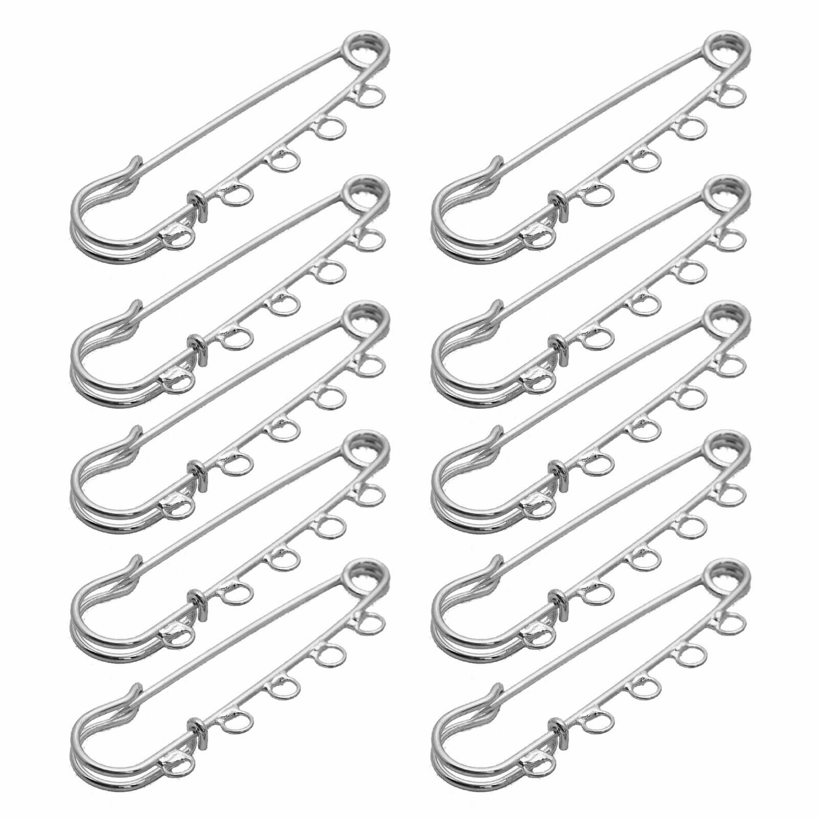 Аксессуары для броши с приваренной булавкой в виде 5 кругов, 10 шт.-серебристый