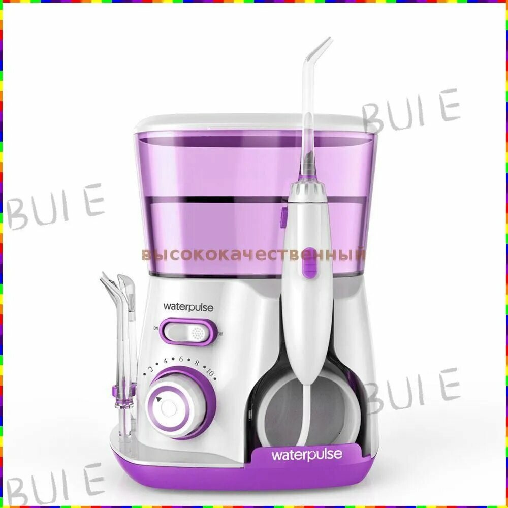 Стационарный ирригатор Waterpulse V300 с 5 насадками, 10 режимами давления и баком на 800 мл для эффективной гигиены полости рта