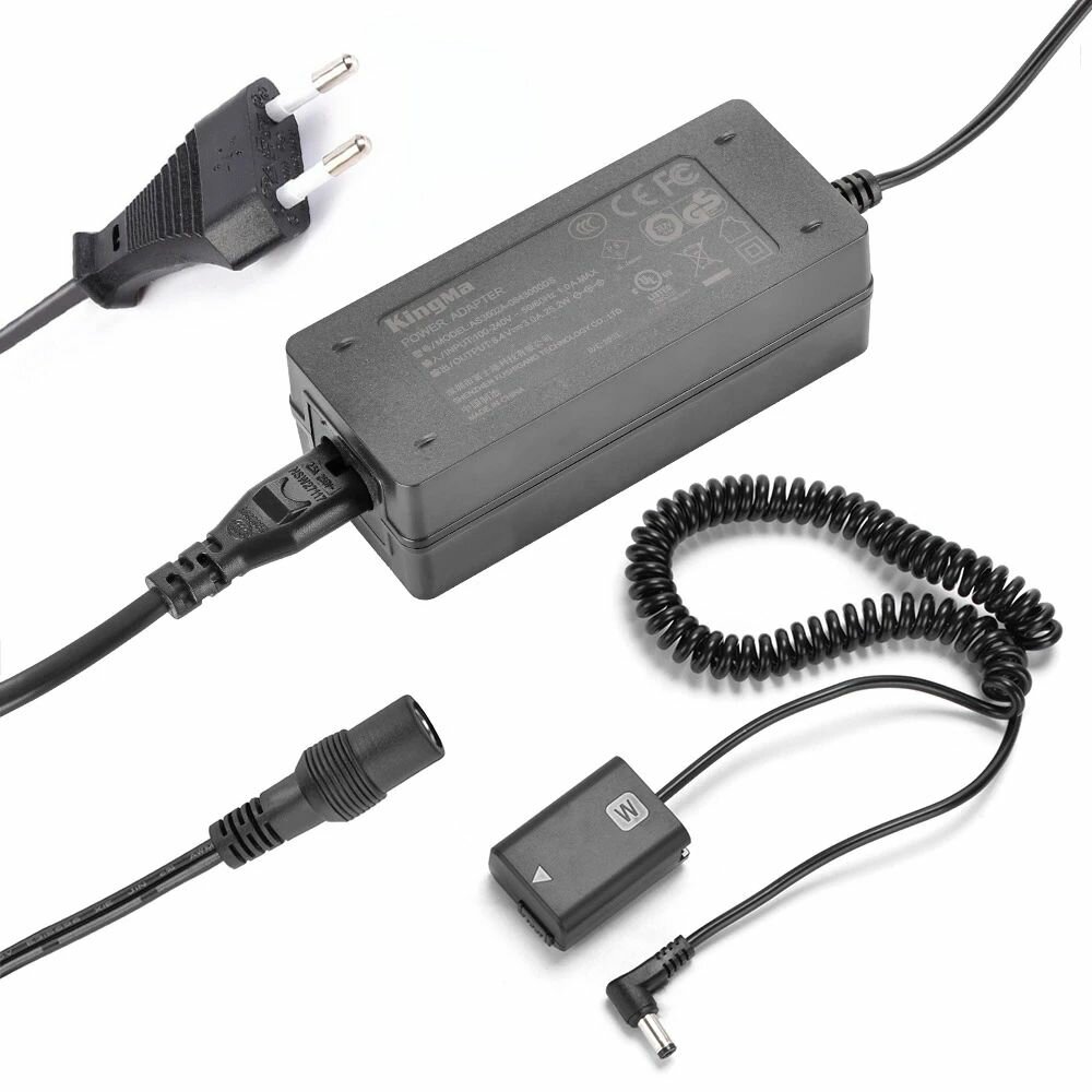Адаптер питания Kingma NP-FW50 от сети 220В для камер Sony с аккумулятором NP-FW50