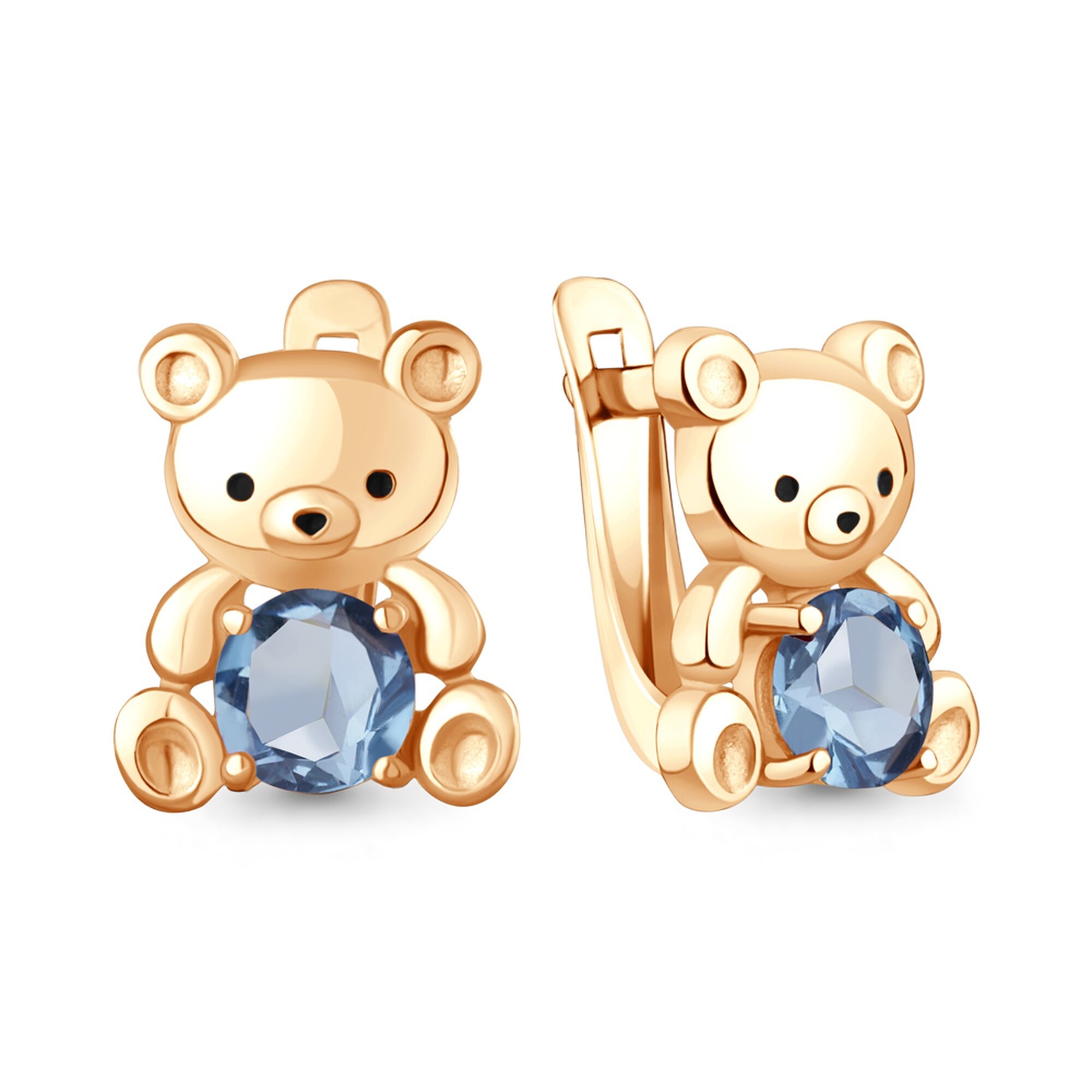 Серьги, серебро, 925 проба, золочение, топаз, эмаль