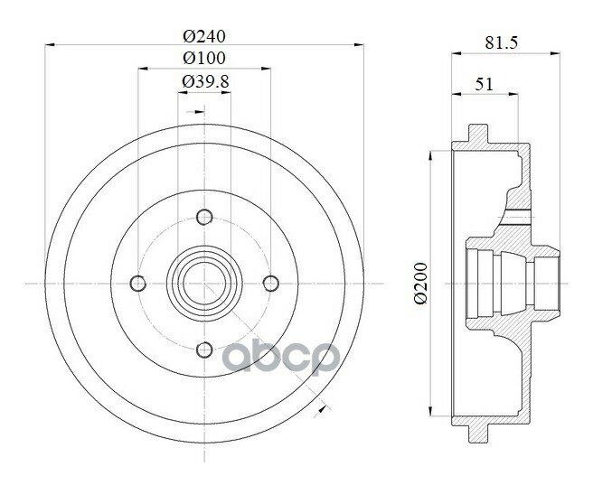 Барабан тормозной VW Golf III/Vento/Polo 1994-2001/Passat, AUDI 80, SKODA Felicia >2001 S&K арт. SKDB1017