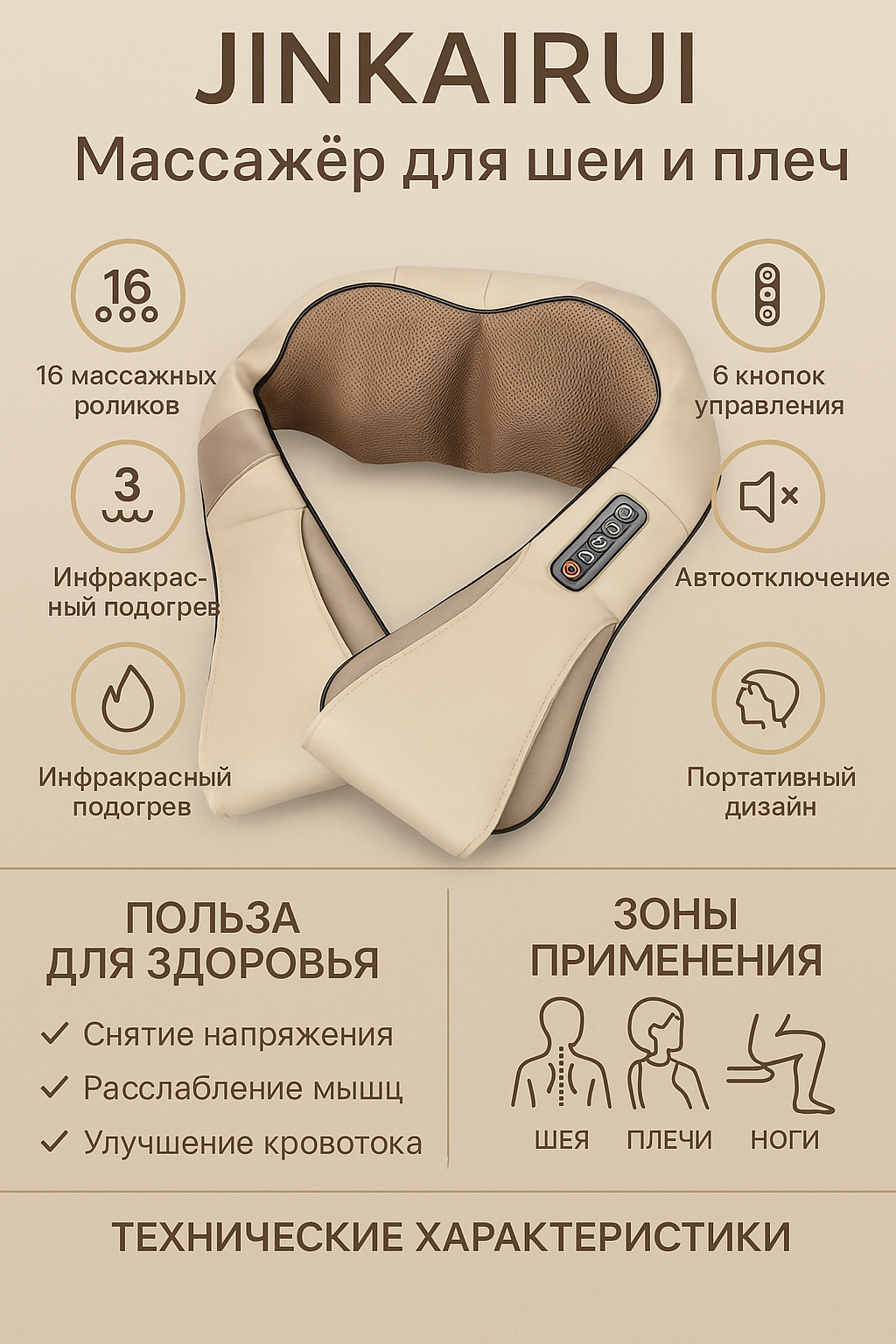Массажер для шеи и плеч Jinkairui Massage Shawl: Ваш личный массажист всегда под рукой