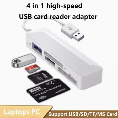 Устройство для чтения карт памяти Lightning/MS 4 в 1, устройство для чтения карт памяти для iPhone MS Pro Duo, адаптер OTG для MS/MS Pro/MS Duo/SD/TF/U диска/мыши/ipad