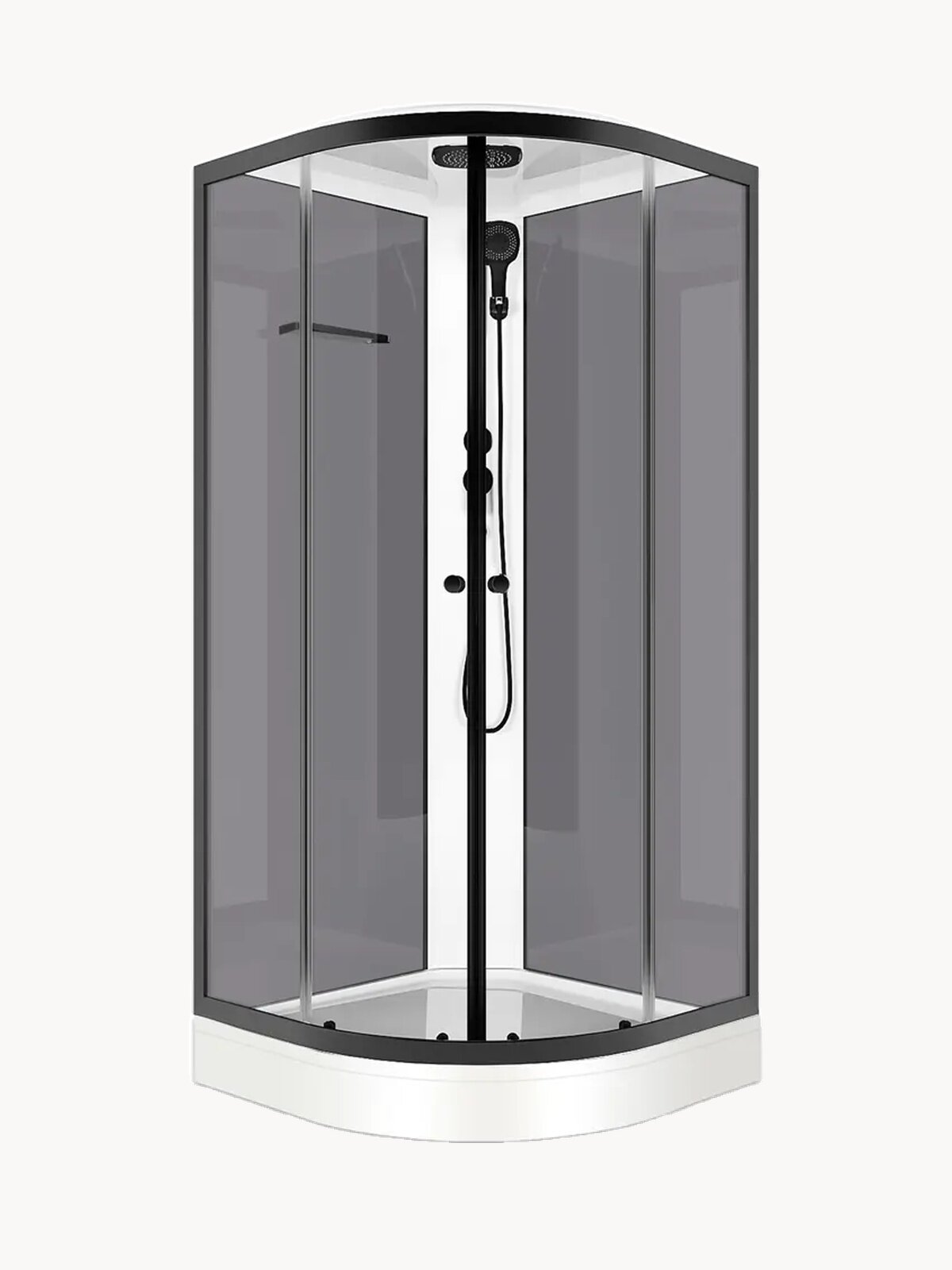 Душевая кабина Domani-Spa Delight Slim 90х90, низкий поддон, стенки серые, профиль Graphite, прозрачное стекло