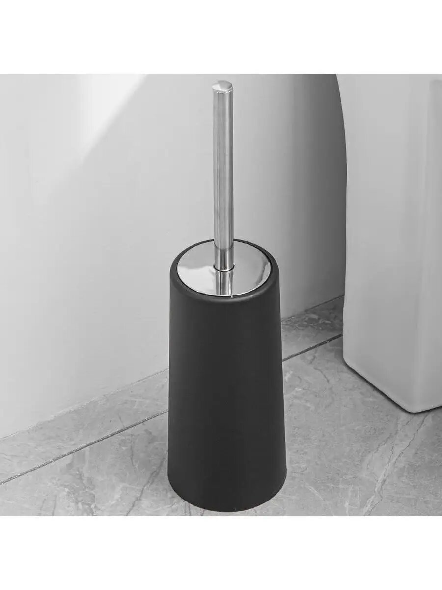 Ершик Potato, для унитаза, с крышкой, ABS, длина ручки 27 см, черный