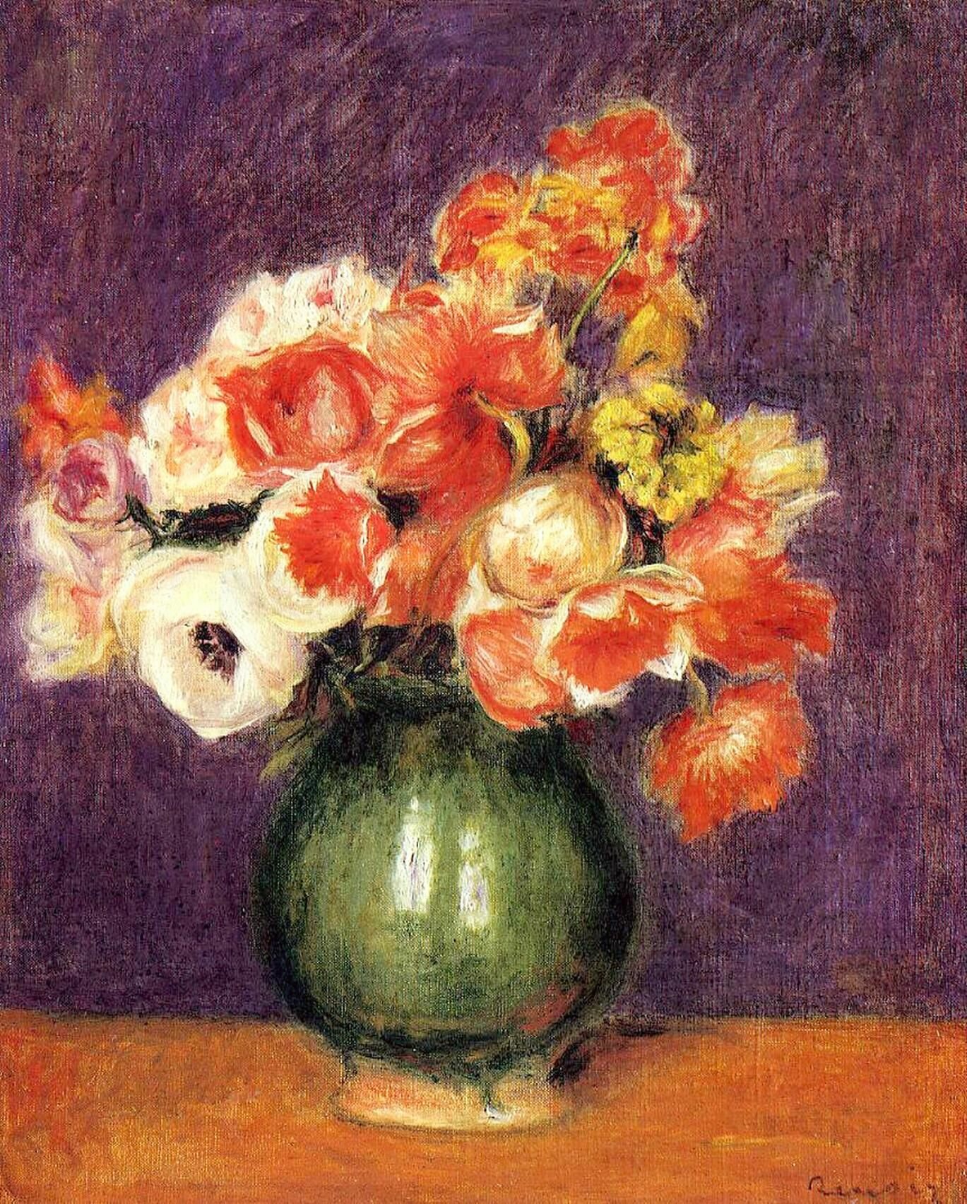 Картина Ренуара Огюста Цветы в вазе 1901 48х60 см