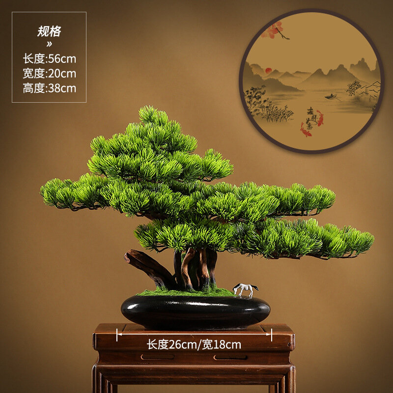 Растение "Бонсай", массив дерева, черная сосна, зеленые иголки, для украшения интерьера