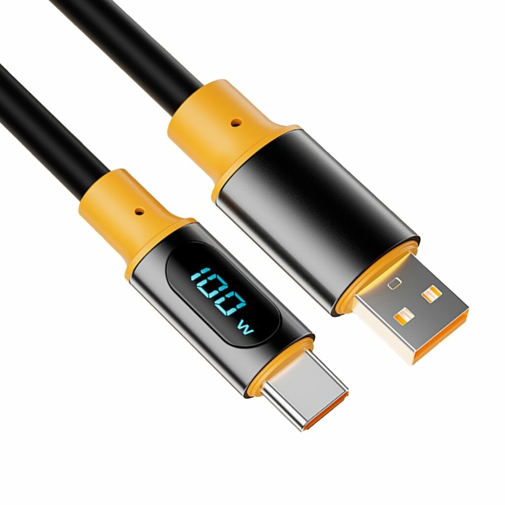 Кабель питания USB-Type C для передачи данных со скоростью 480 Мбит / с со светодиодным цифровым дисплеем