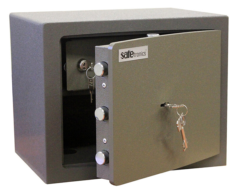 Сейф взломостойкий SAFETRONICS NTR-22MS, ключевой замок, внутреннее запираемое отделение на ключ, полка