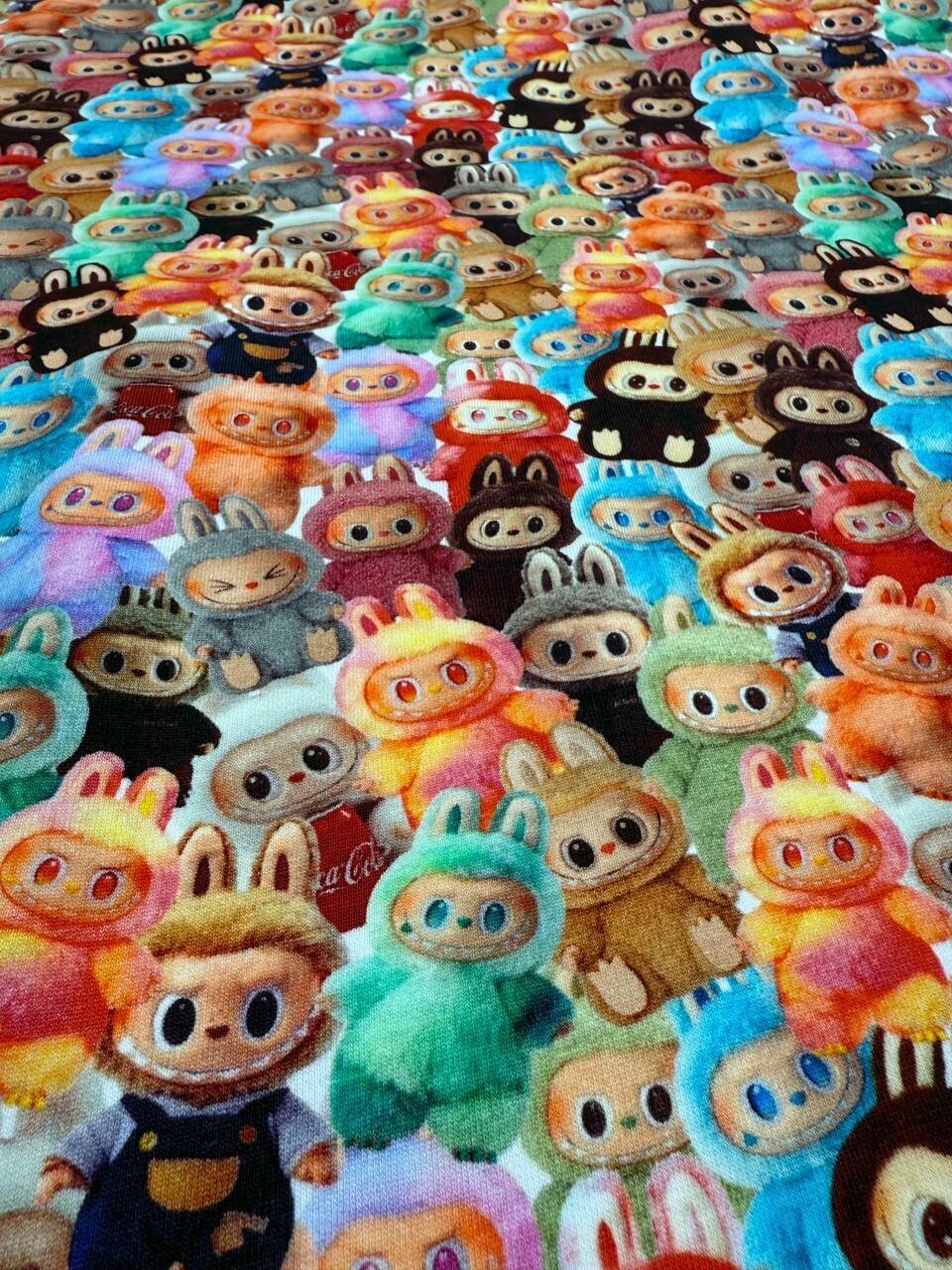 Ткань Футер 2-х нитка с диджитальным принтом Лабубу 260г/м2