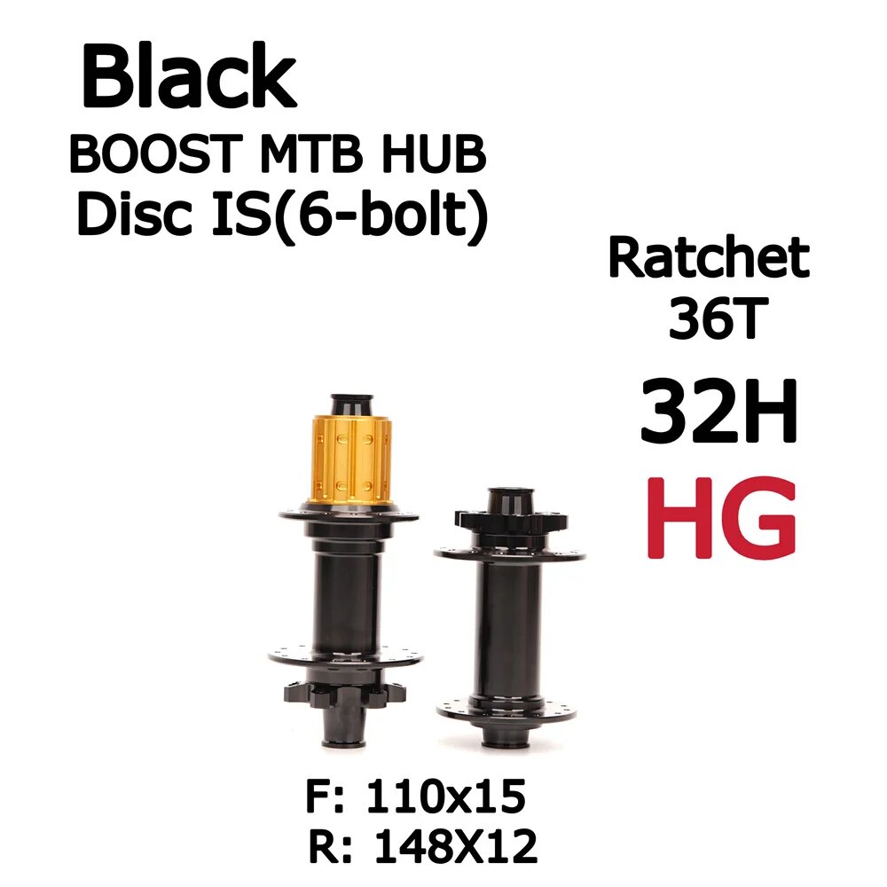 Велосипедная ступица BOOST 32 отверстия HG XD MS110 * 15/148 * 12 36T с Черный, Black BOOST HG 32H