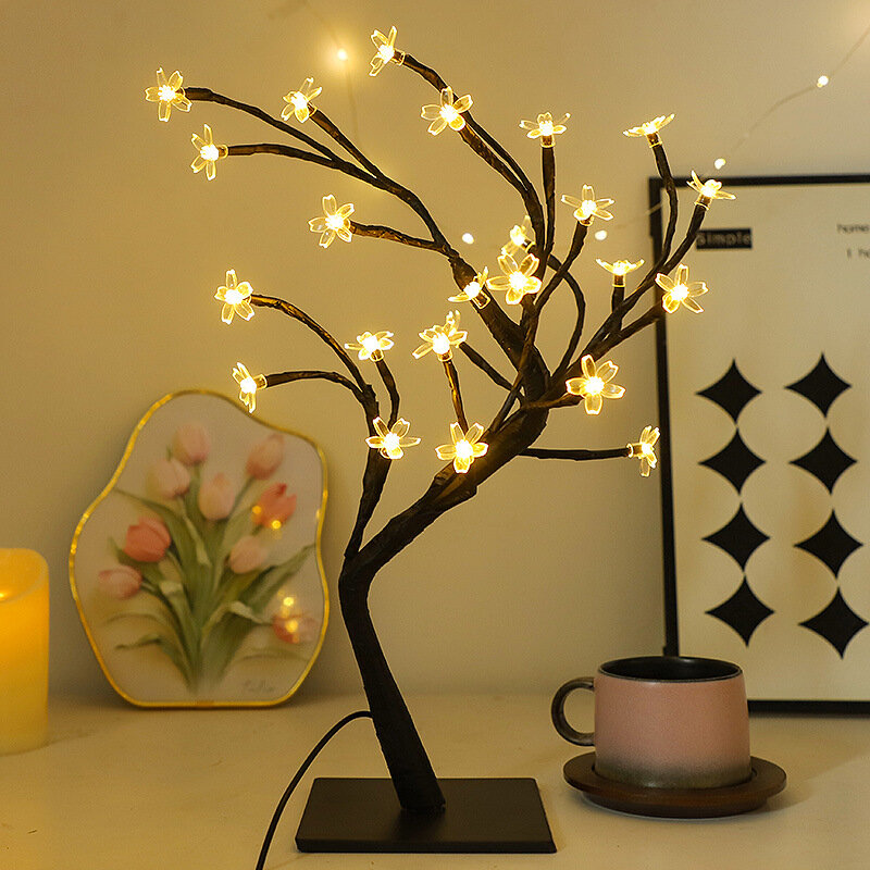 Luazon Lighting Светодиодный куст «Цветы» 24 LED, постоянное свечение, USB, свечение тёплое белое