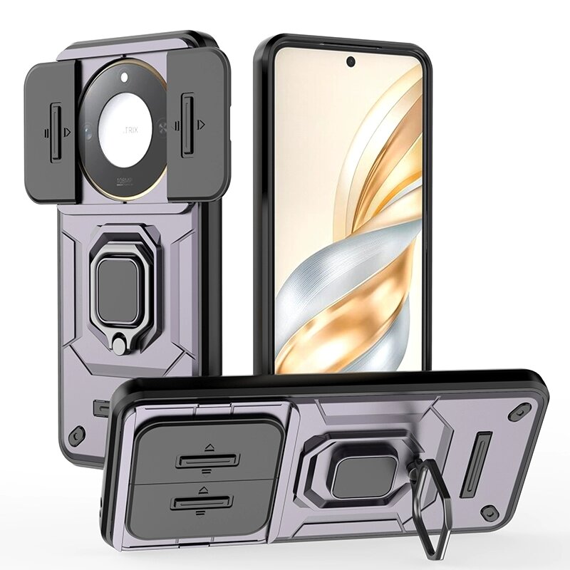 Прочный силиконовый чехол для Honor X50i, темно-фиолетовый цвет, изогнутый экран, совместимый с магнитными аксессуарами