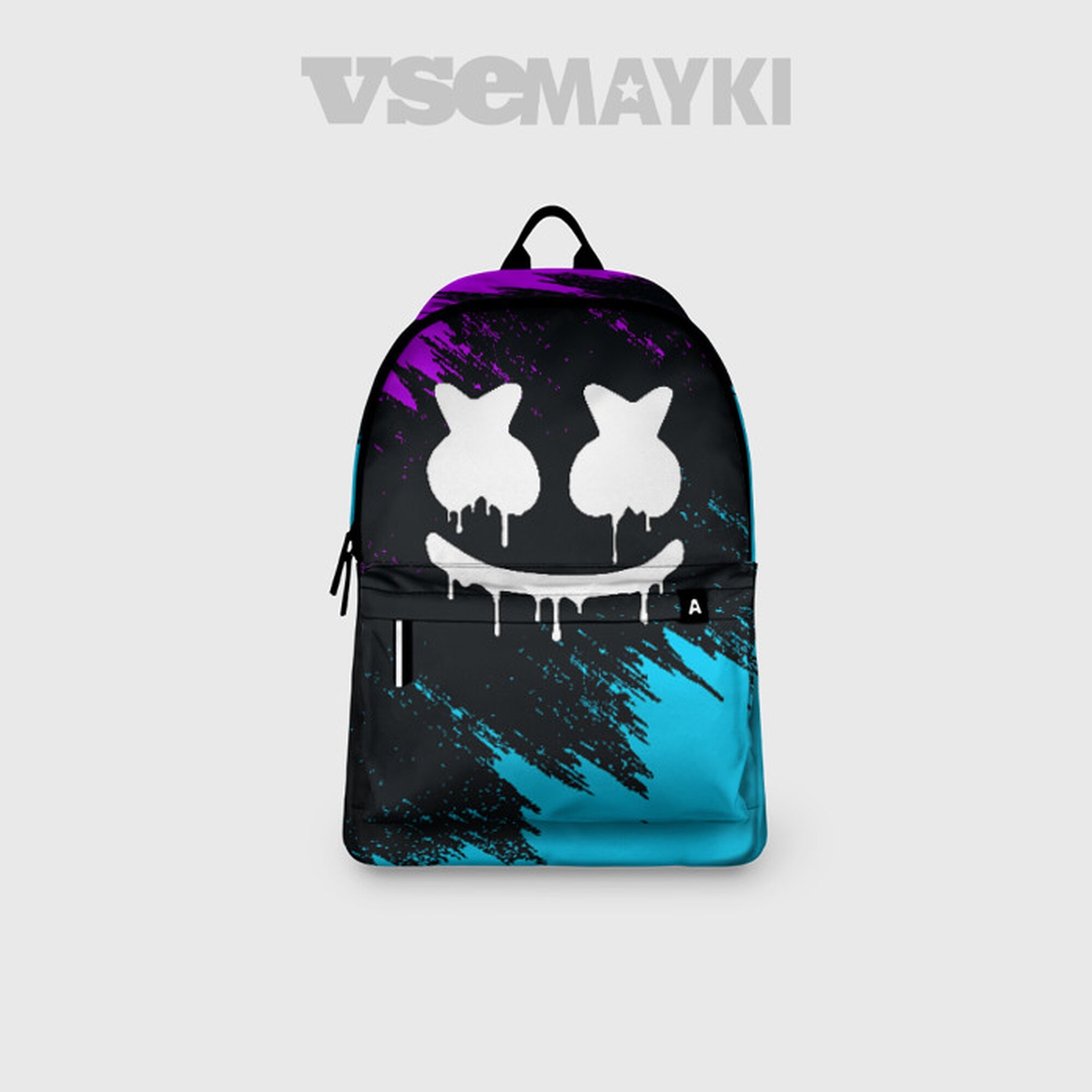 Рюкзак с принтом Неоновый Маршмелло Marshmello neon, One size, белый