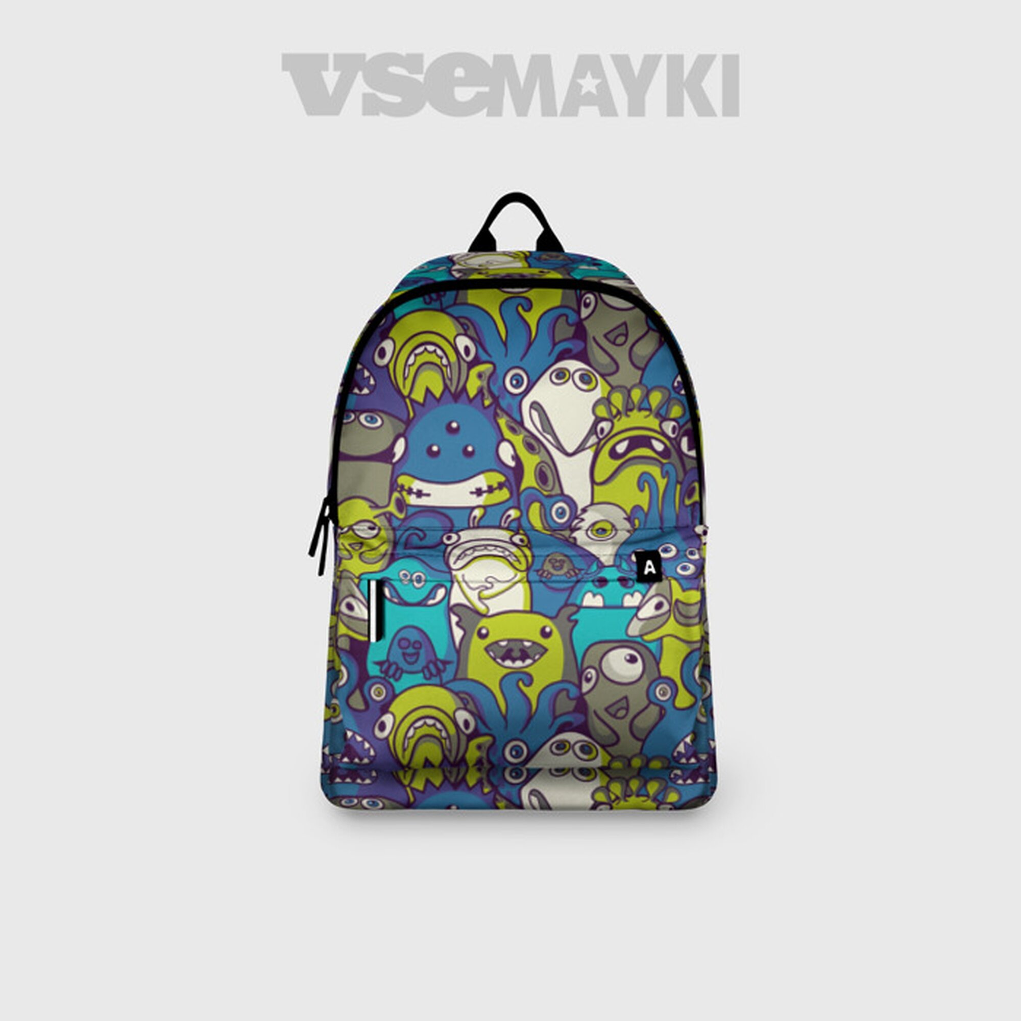 Рюкзак VseMayki с принтом Монстры малыши мультяшные, One size, белый