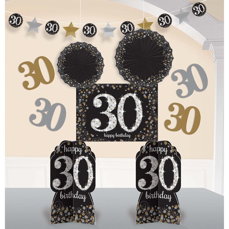 Декор-комплект КНР Happy Birthday 30, Sparkling, 10 тематических элементов