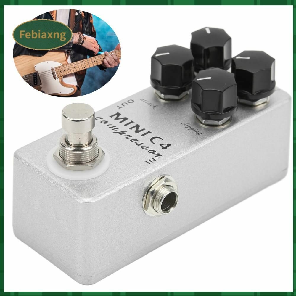 Серебристый компрессор, мини-педаль, улучшение звука для бас-гитаристов