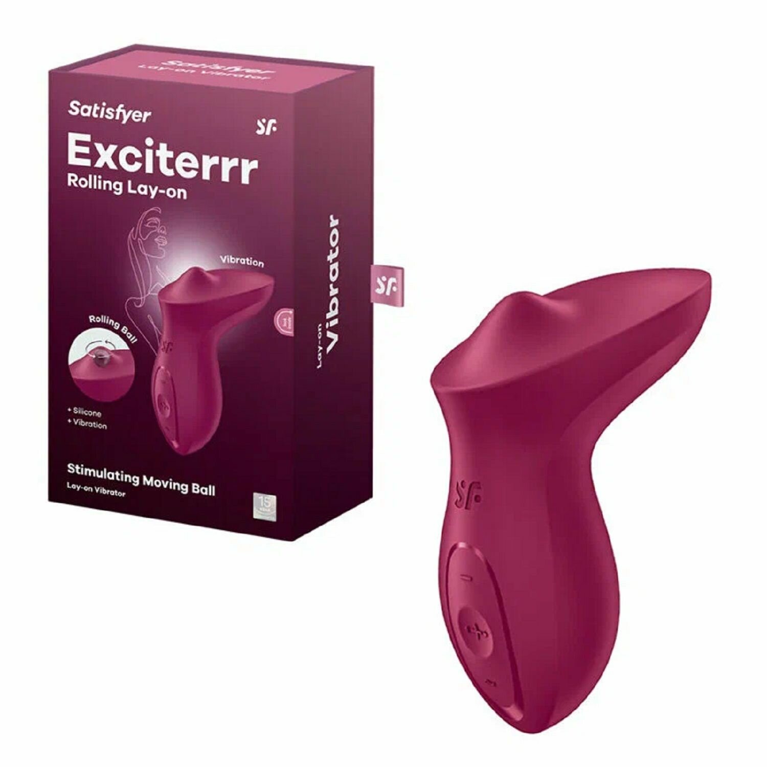 Вибратор с движущимся шариком Satisfyer Exciterrr, силикон, бордовый