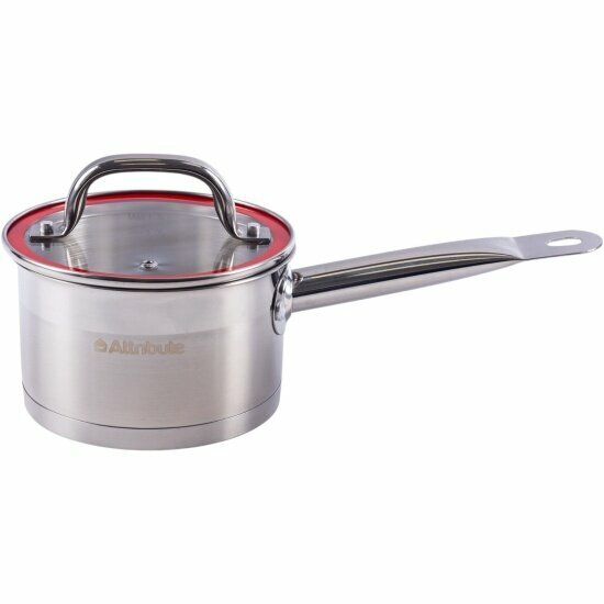 Ковш Attribute SCARLET 1.3 л, 14 см, с крышкой, нерж. сталь (ASC001)