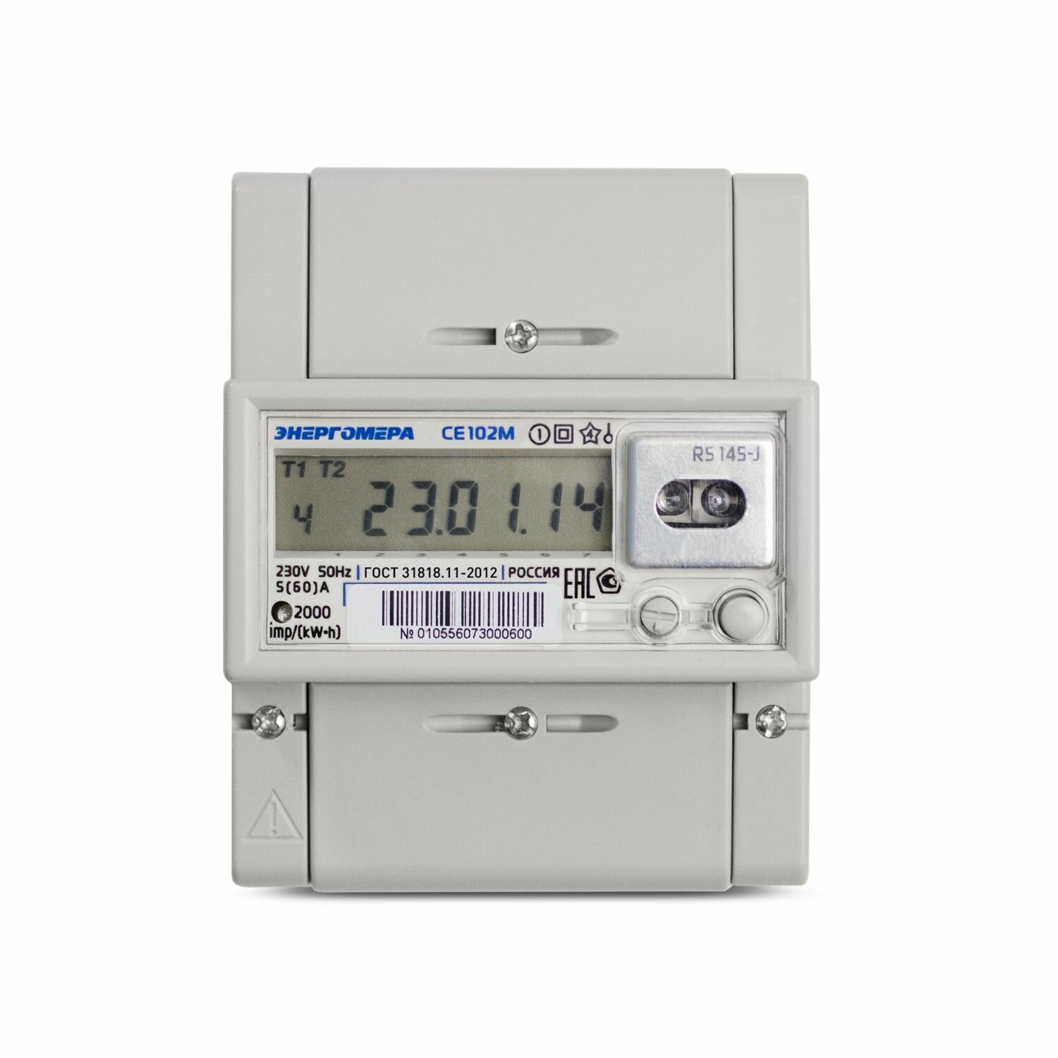 Счетчик электроэнергии Энергомера CE102M R5 145-A, однофазный многотарифный 560, класс точности 1.0, D, ЖКИ, RS485