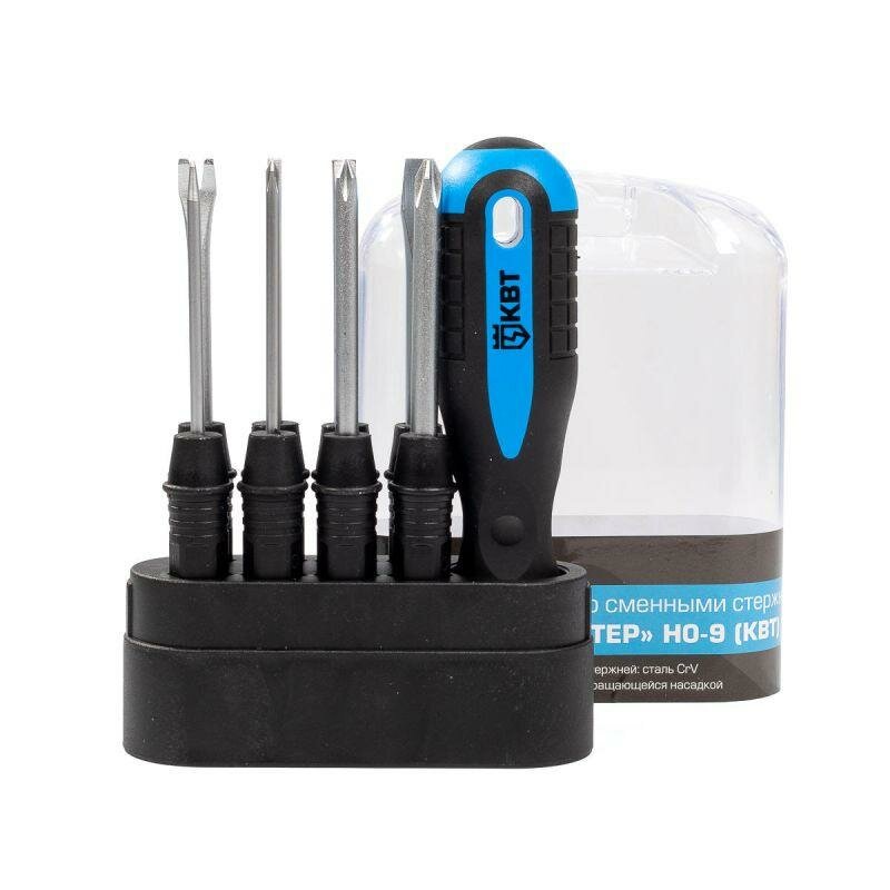 Набор отвертка со сменными стержнями "Мастер" НО-9, КВТ 78708 (1 шт.)