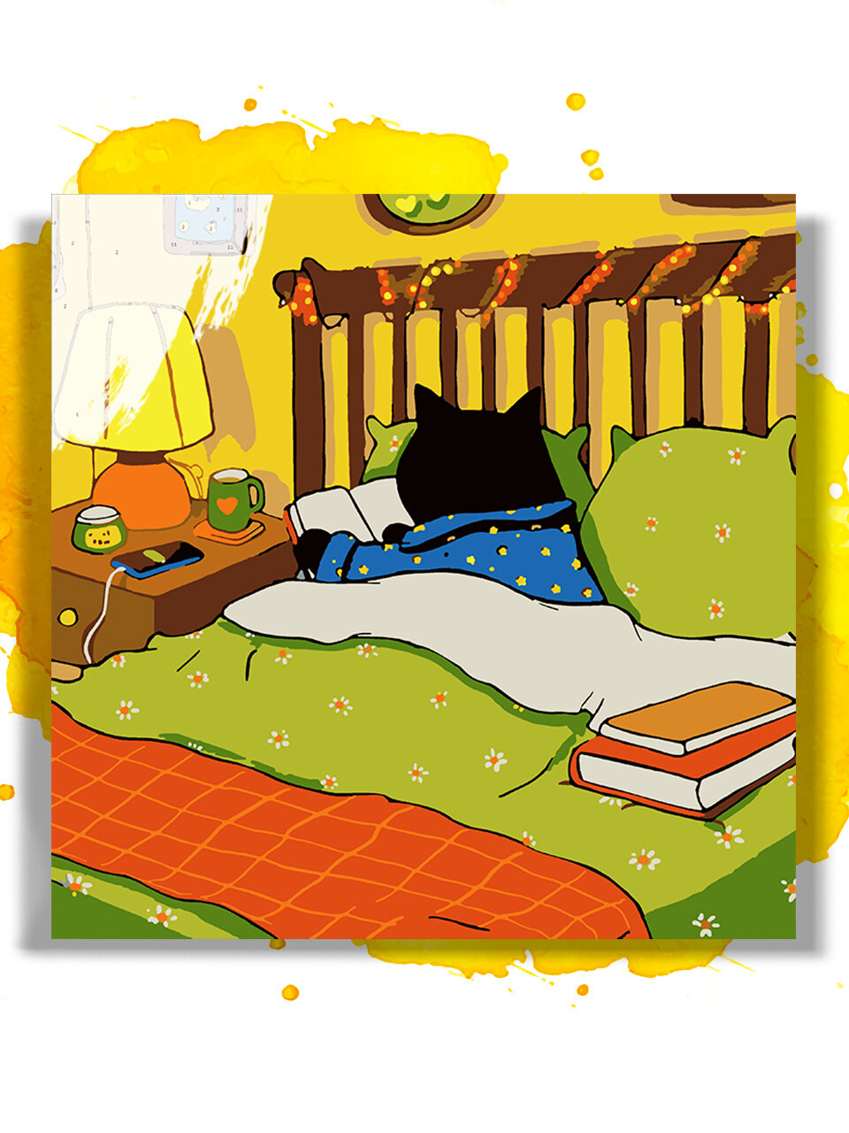 Картина по номерам на холсте Черный кот готовится ко сну, 40 х 40 см