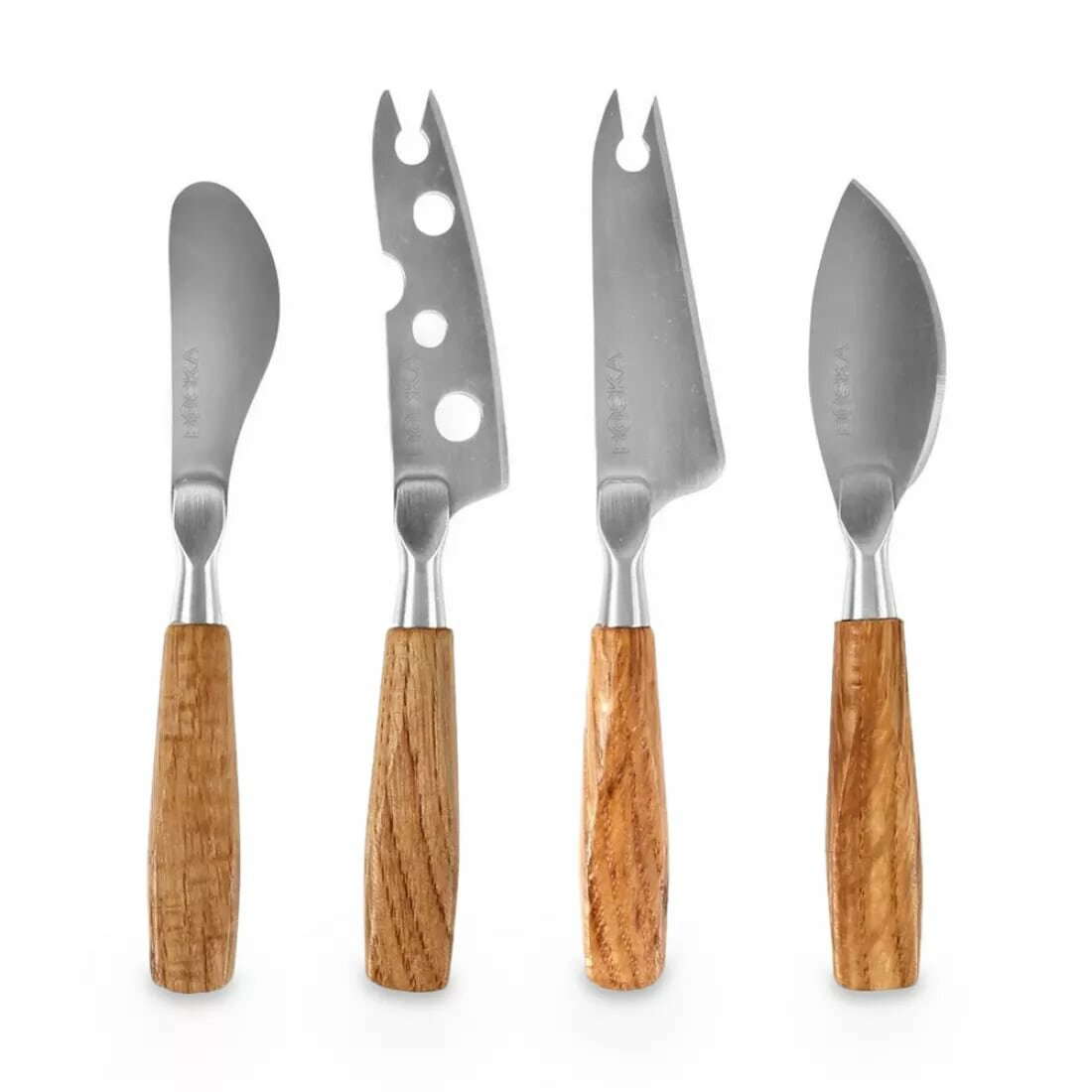 Набор из 4 мини-ножей для всех видов сыра Oslo 18,4х18,4 см, ручки из дуба, сталь, Boska, Нидерланды, BSK320218