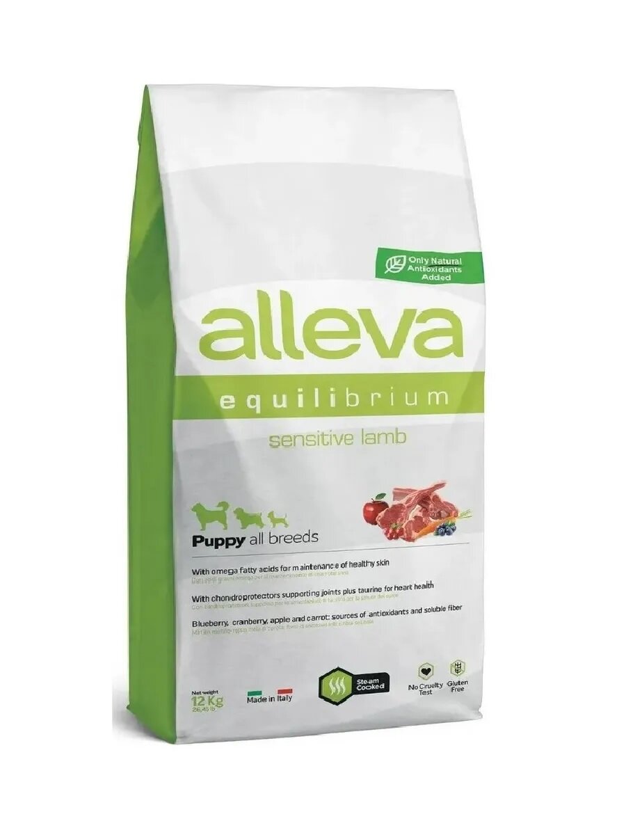 ALLEVA EQUILIBRIUM Sensitive Корм сухой для щенков, беременных и кормящих всех пород с ягненком 12 кг