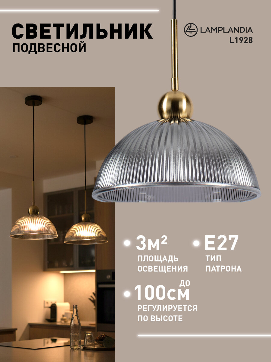 Светильник подвесной Lamplandia L1928 PRIZE PLANE BLACK, Е27*1 макс 60Вт